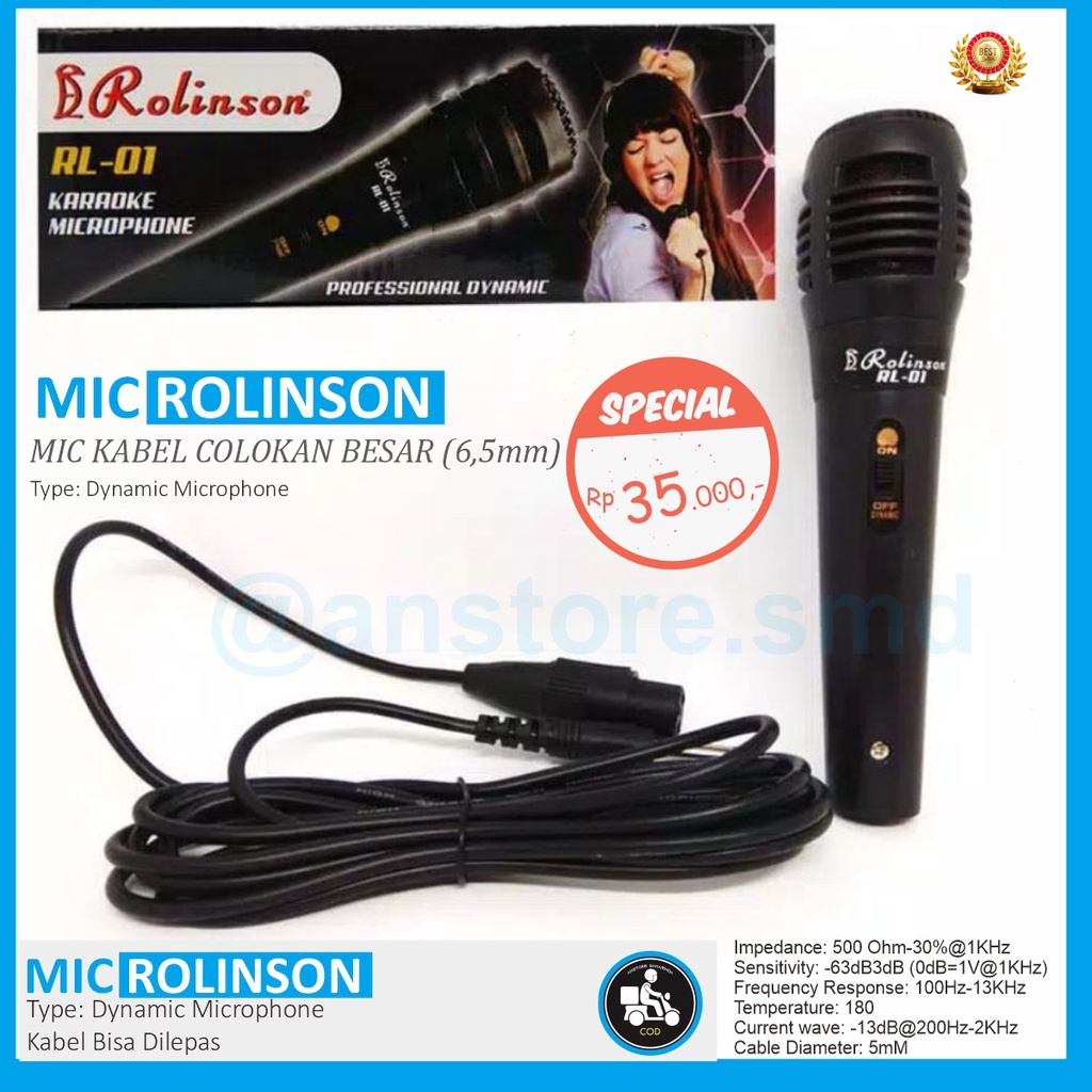 Jual Mic Kabel Rolinson RL 01 Karaoke Microphone Mikrofon | Shopee ...