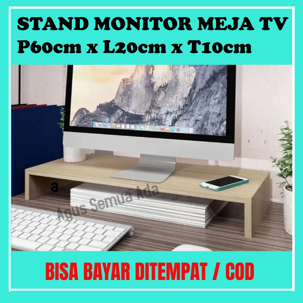 Jual Stand Monitor Rak Meja Laptop TV Kayu Murah Keren P60cm x L20cm x ...