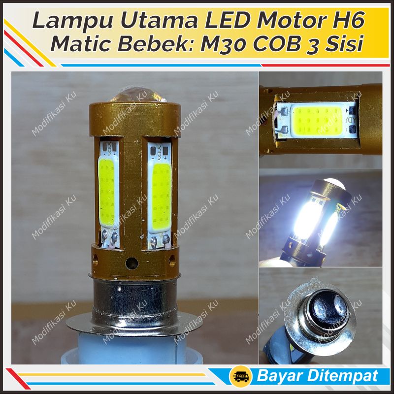 Jual LAMPU LED PUTIH UTAMA MOTOR BEBEK MATIC H6 POWER BRIGHT SERIE M30: SUPRA KHARISMA JUPITER ...