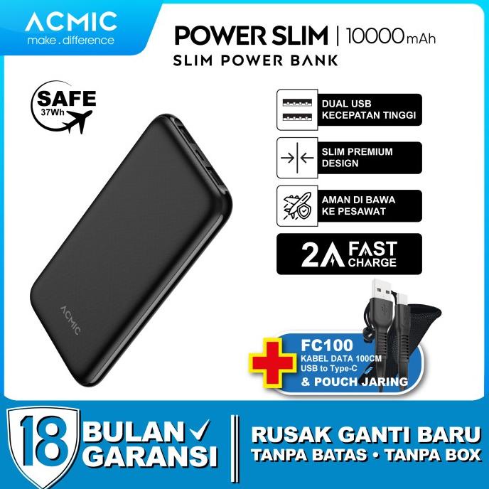 Jual ACMIC PowerSlim 10000mAh Slim PowerBank 2A Fast Charge | Shopee ...
