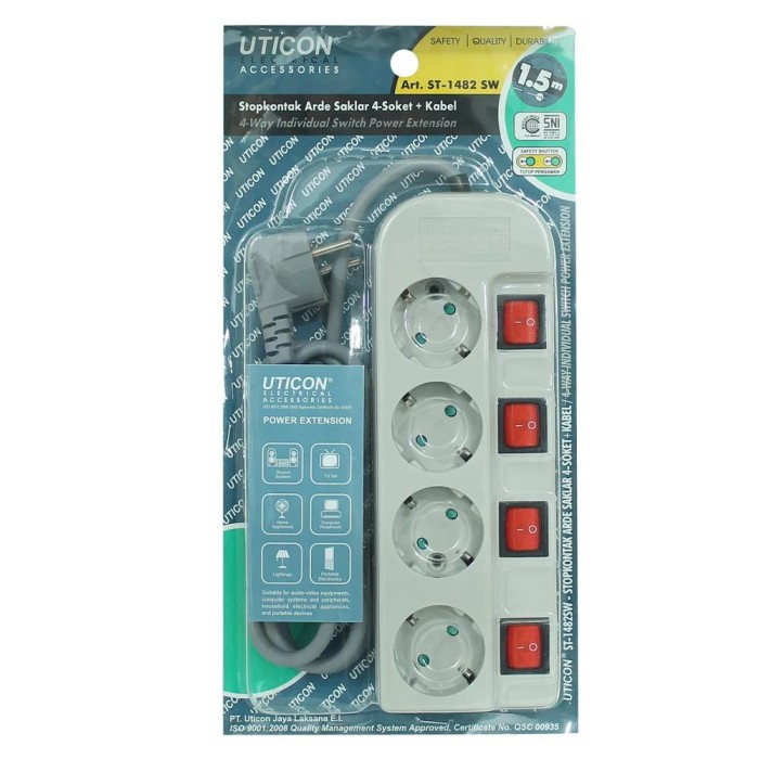 Jual Stop kontak uticon st 1482 sw stop kontak saklar uticon 4 lubang ...