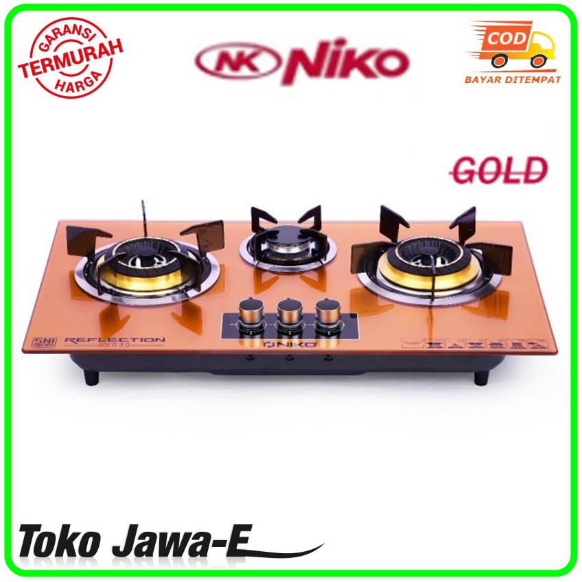 Jual KOMPOR KACA TANAM NIKO RG 30T/REFLECTION GOLD Kompor Gas Kaca 3 ...