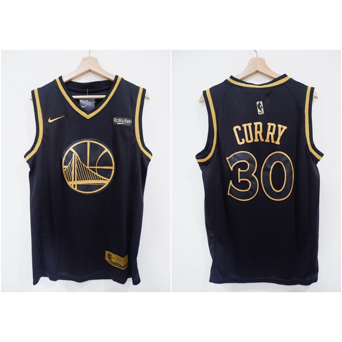 Jual JERSEY BASKET NBA BLACK GOLD EDITION GSW #30 CURRY RAKUTEN | Shopee Indonesia