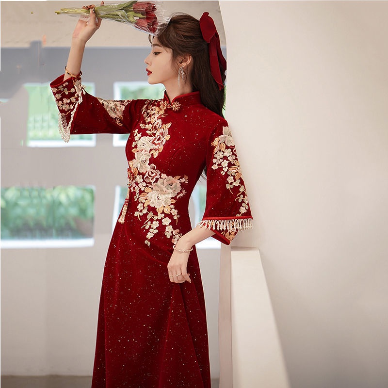 Jual Cheongsam toast dress bride 2022 new Engagement Wedding high-end ...