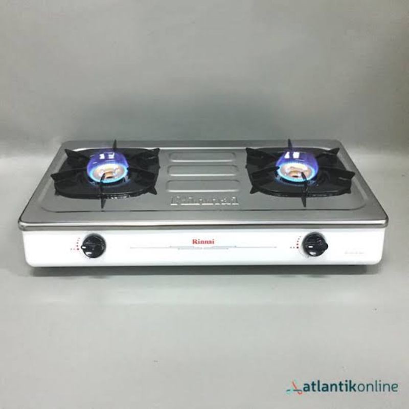 Jual Kompor gas 2 tungku api ekonomis stainless RINNAI RI-602E(W) RI602EW | Shopee Indonesia