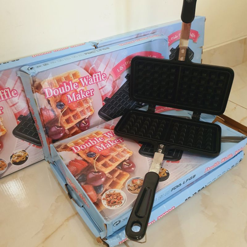 Jual Double Waffle Maker / Cetakan Waffle / Cetakan Croffle | Shopee ...