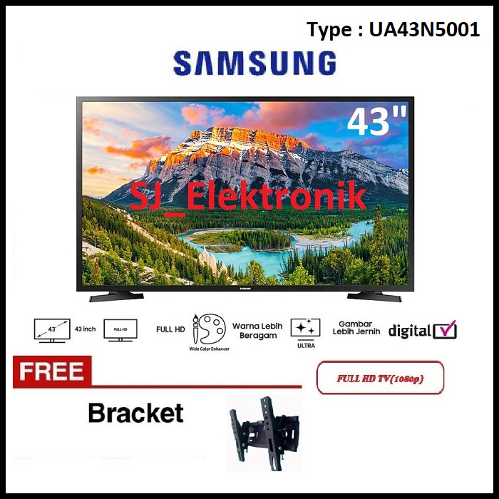 Jual (KHUSUS LUAR KOTA) Free Braket LED TV Samsung 43 Inch UA43N5001 - 43N5001 FullHD | Shopee ...