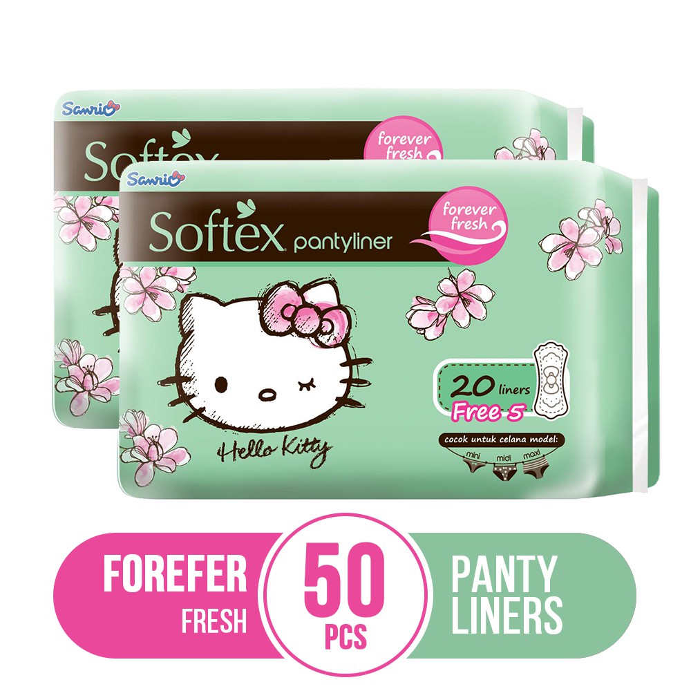 Jual Pantyliner Softex Forever Fresh Hello Kitty 20+5 | Shopee Indonesia