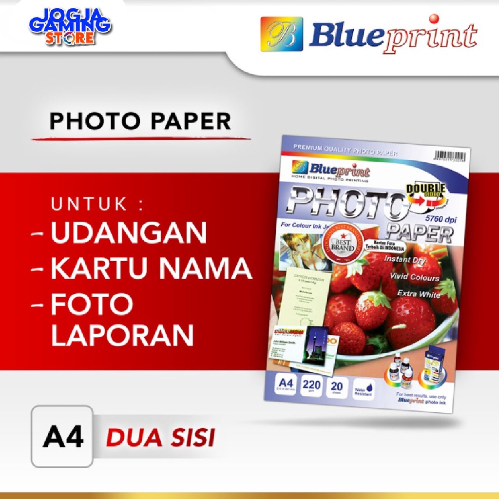 Jual Kertas Foto / Double Sided Photo Paper BLUEPRINT A4 220 gsm | Shopee Indonesia