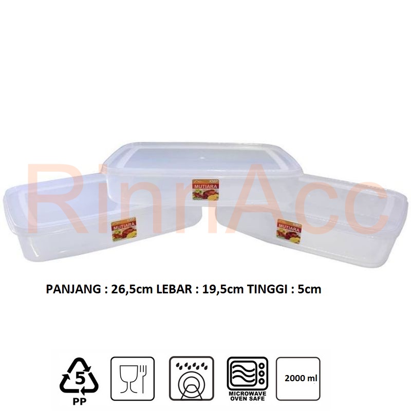 Jual Kotak Makan Plastik 2000mL Tempat Sayur Donat Brownies Mutiara Pack 2000 mL Box Serbaguna ...