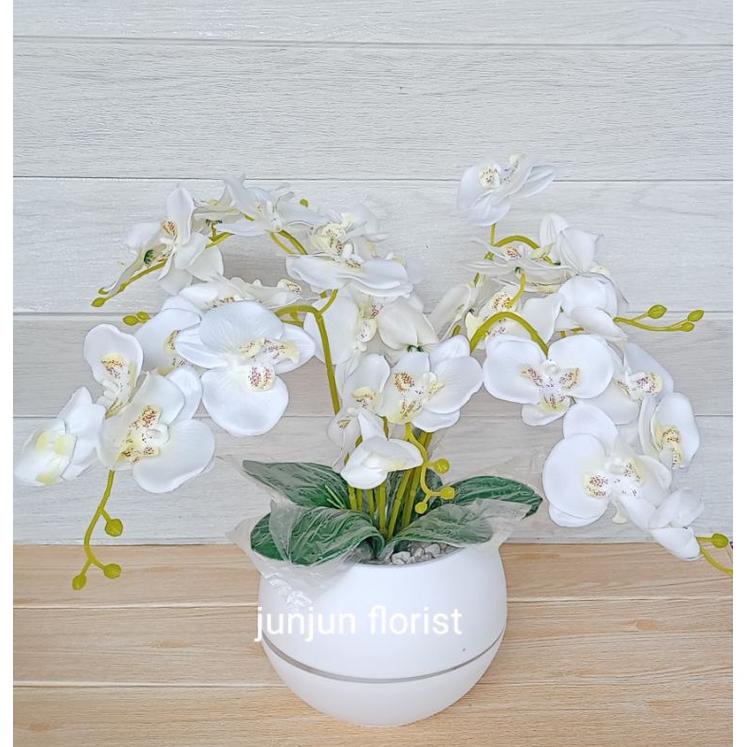 Jual Bunga Anggrek Plastik Jumbo Pot Bola Besar/Bunga Hiasan Meja ...