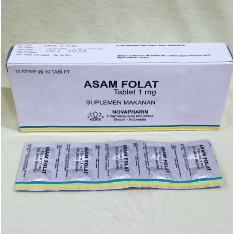 Jual ASAM FOLAT 1000 Mcg / 1 Mg NOVAPHARIN Suplemen Folic Acid Promil ...