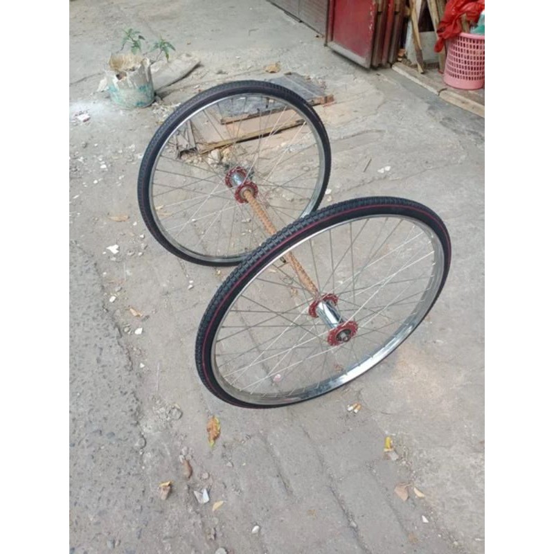 Jual roda gerobak becak 1sett/gerobak nasgor/gerobak cilok/tahu bulat ...