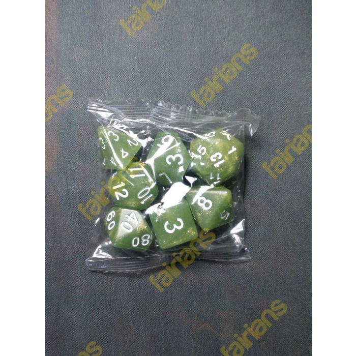 Jual Dadu/Dice DND Polyhedral set isi 7 (Pearl Green) | Shopee Indonesia