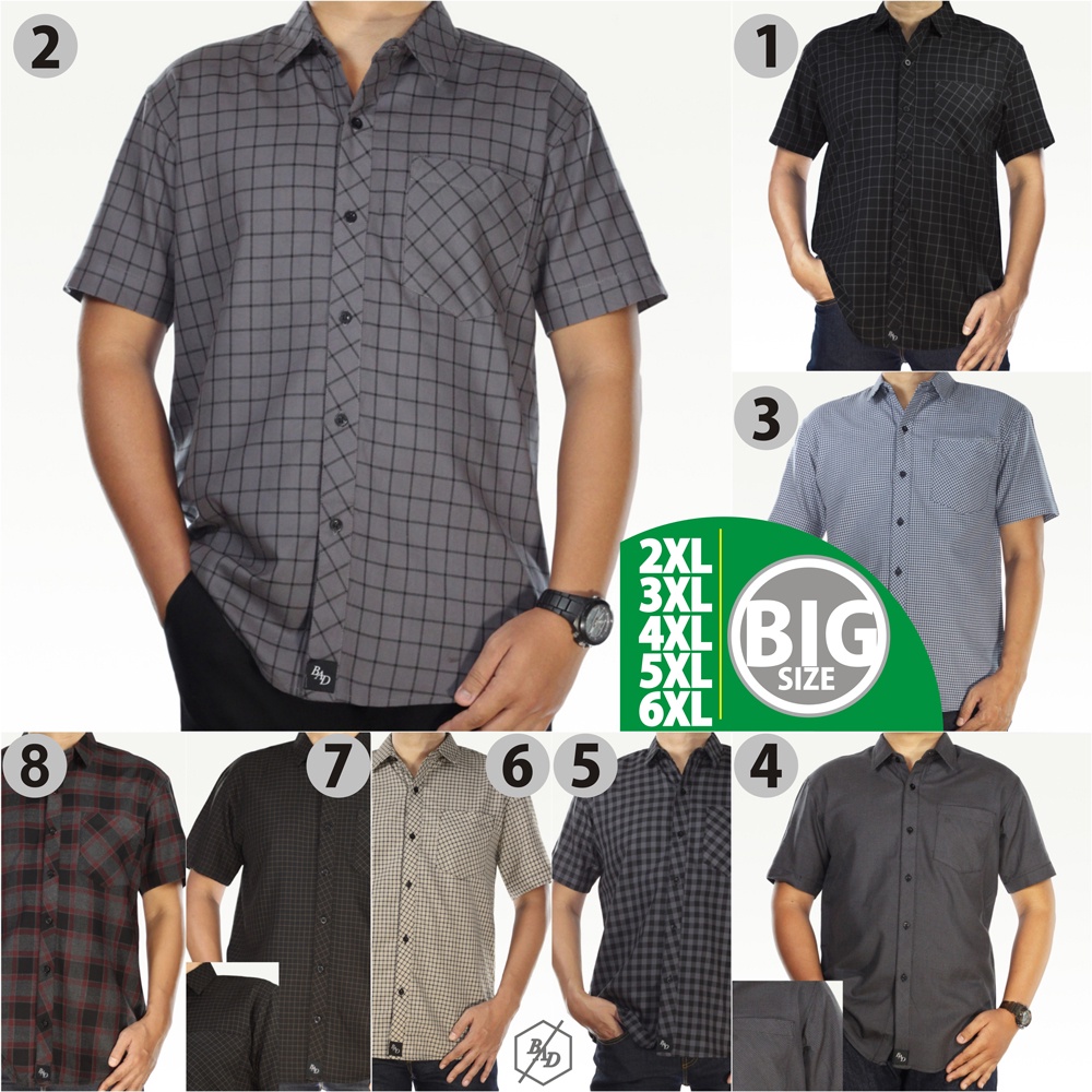 Jual Kemeja Pendek Kotak Pria Big Size Jumbo Kerja Hem Motif Cowok Casual | Shopee Indonesia