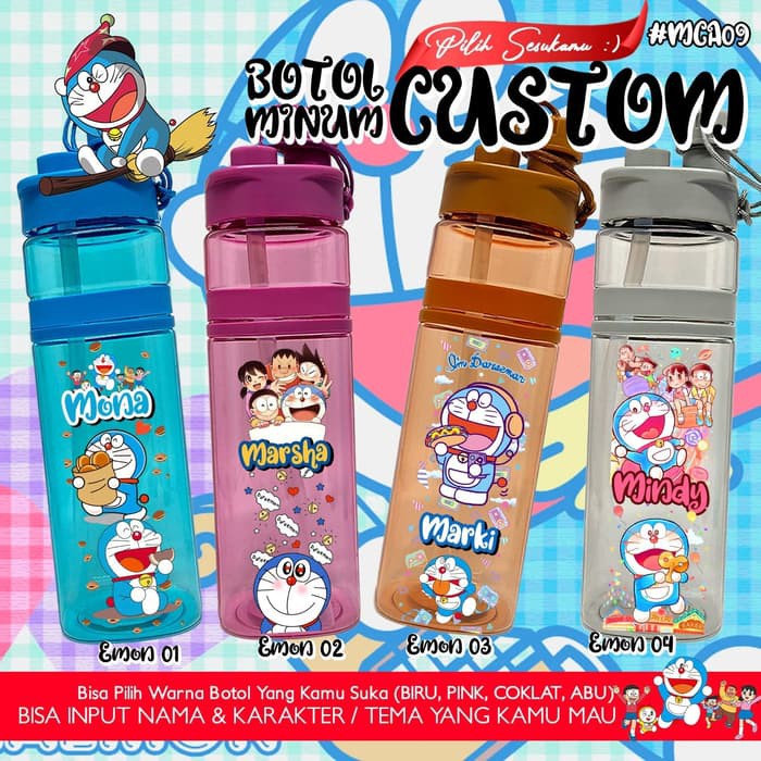 Jual Botol Minum Custom Anak tema DORAEMON | Shopee Indonesia