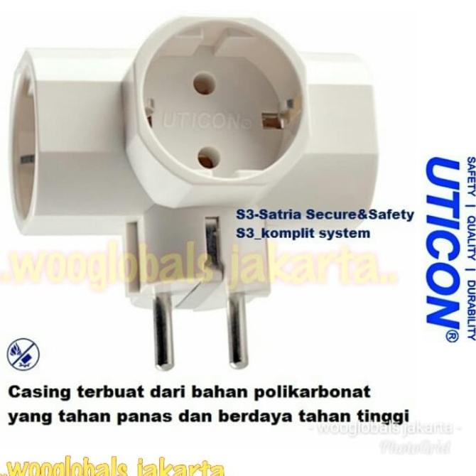 Jual Steker Tee Arde Uticon Sambungan Cabang 3 Colokan Listrik Ori Sni ...