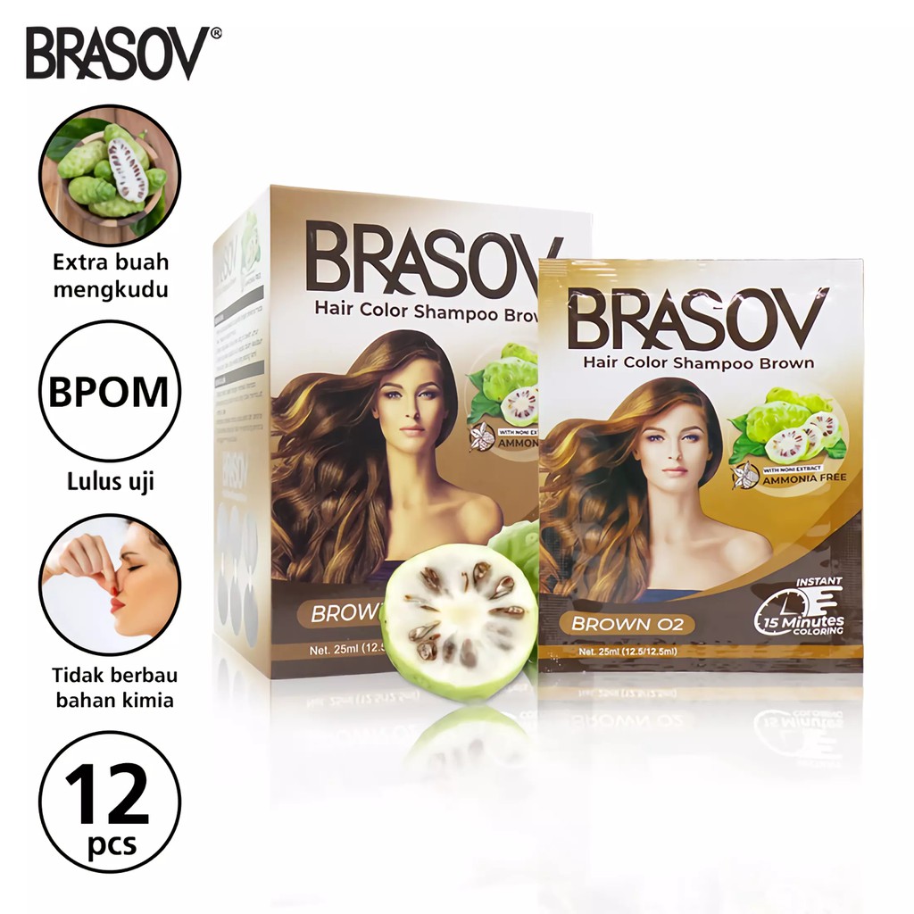 Jual BRASOV Hair Color Shampoo Cat Rambut / Semir Rambut Shampoo Sachet ...