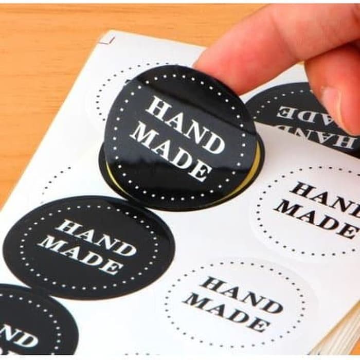 Jual Paper Tags Sticker HAND MADE - Round Black and White (1sheet/8pcs ...