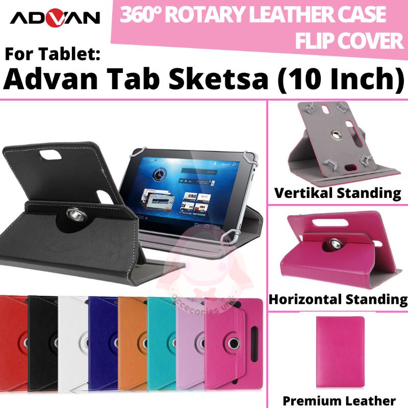 Jual Advan Tab Sketsa 10 Inch Tablet Rotary Case Leather Flip Casing ...
