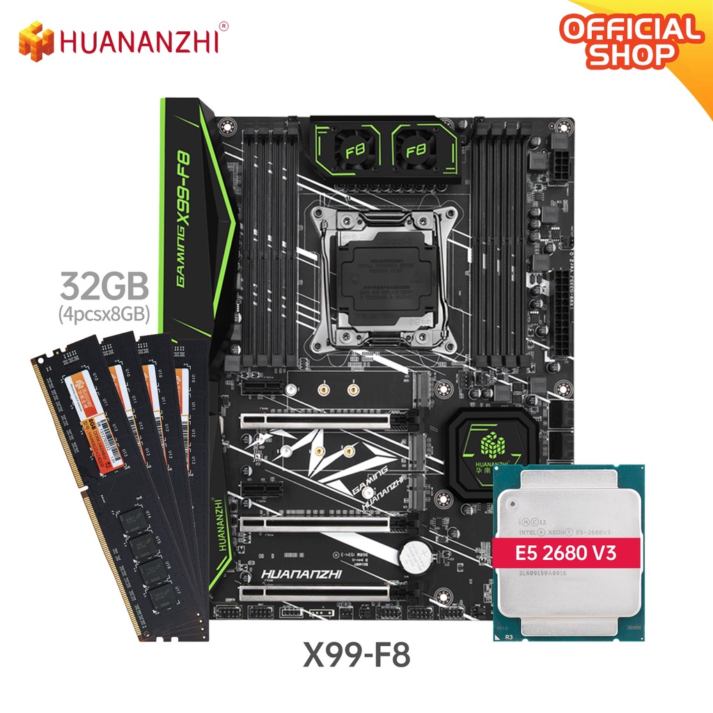 Jual PREORDER HUANANZHI X99 F8 X99 Motherboard with Intel XEON E5 2680 V3 with 4*8G DDR4 NON-ECC ...