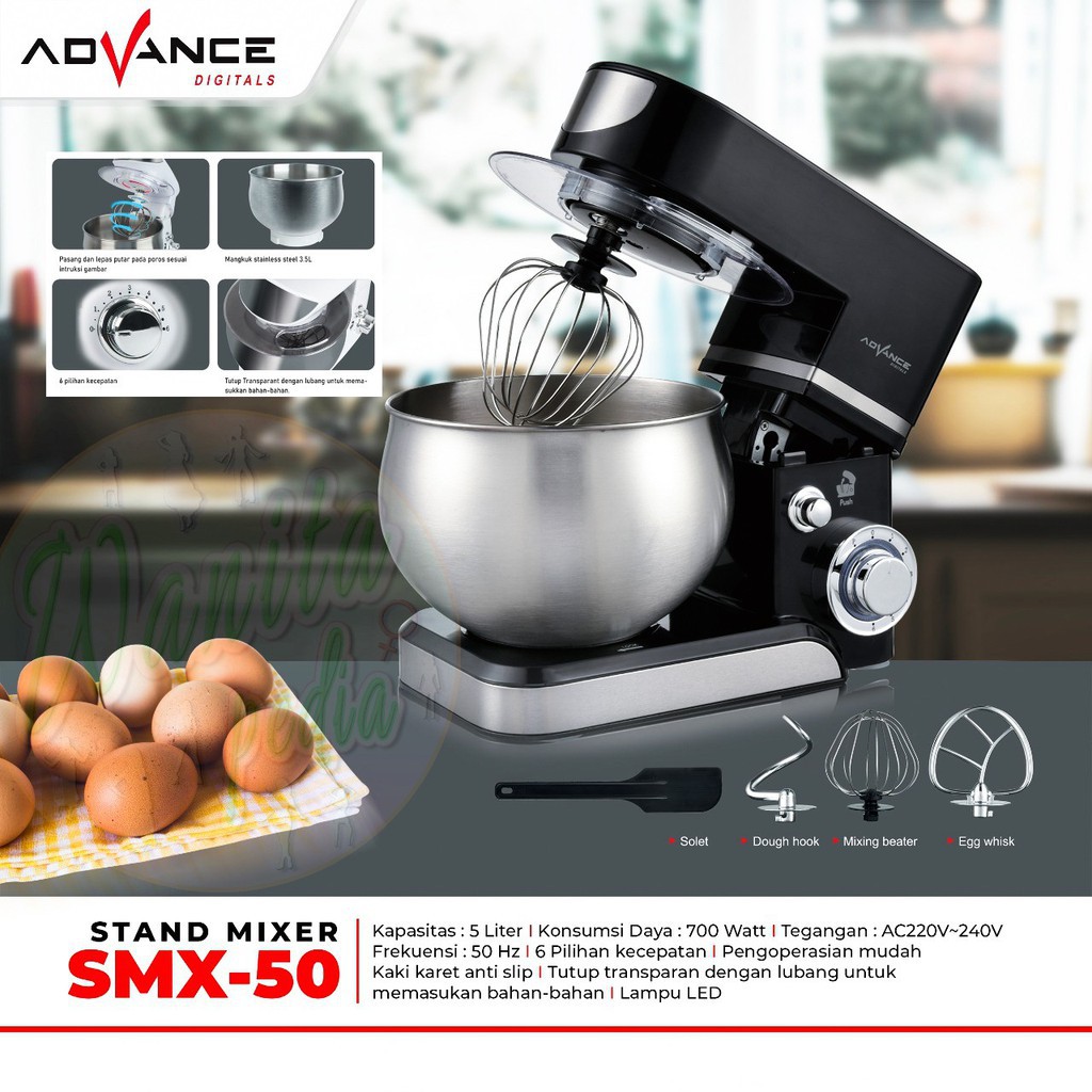 Jual Advance Stand Mixer Besar 5Liter SMX50 6 Speed SMX-50 Lampu Led | Shopee Indonesia