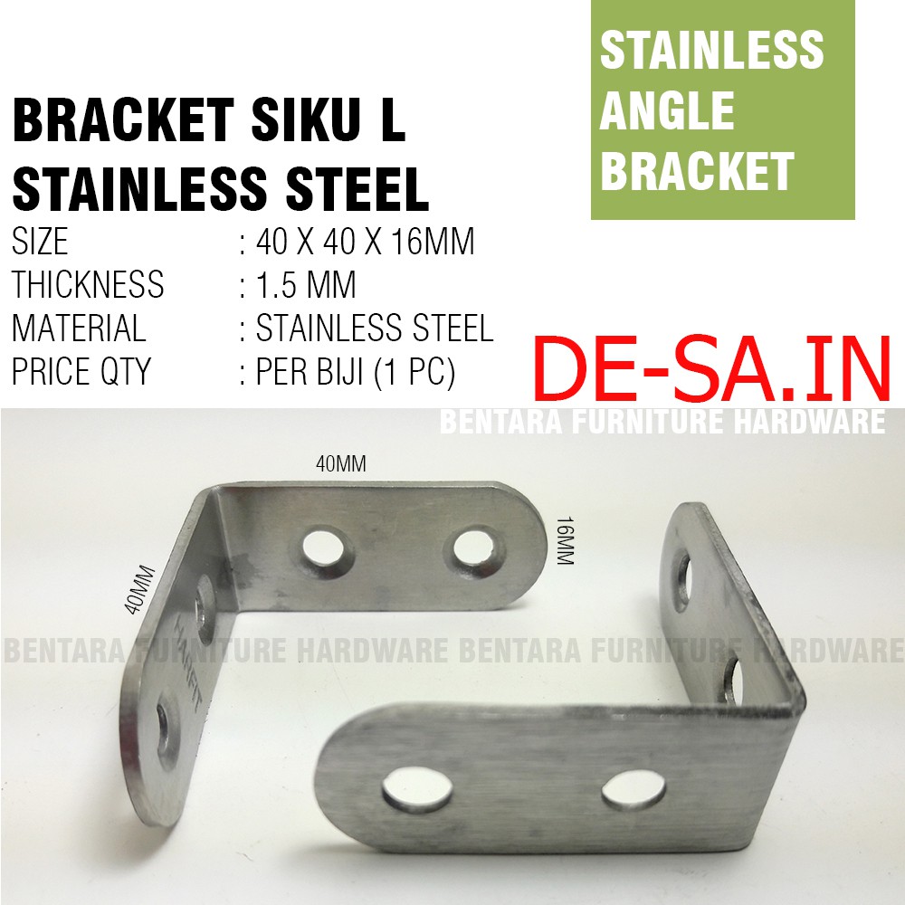 Jual 40MM SL-SS SIKU L STAINLESS 4CM STEEL ZINC PLATE BRAKET SIKU MINI ...