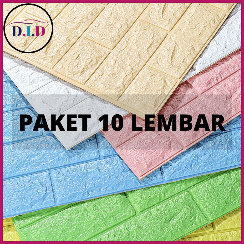 Jual D.I.D (PAKET 10 LEMBAR) WALLFOAM 3D BATA WARNA (TEBAL 3 MM) UKURAN 70 X 77 CM WALLPAPER ...