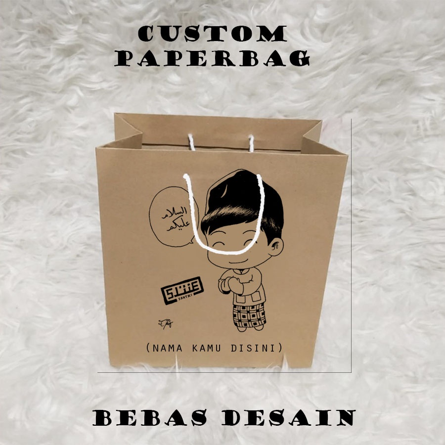 Jual (PAPER BAG CUSTOM) Paper Bag Mini Kado Sablon 14x6x18cm Paper Bag ...