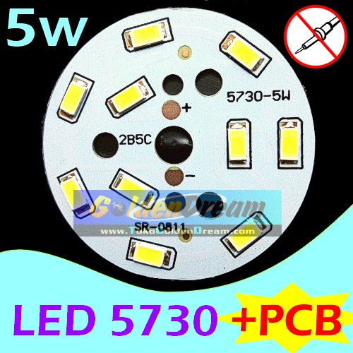Jual 5w LED 5730 Putih + PCB Aluminium Heatsink Lampu SMD Terang Siap Pakai | Shopee Indonesia