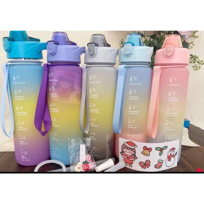 Jual *BISA COD* BOTOL MOTIVASI GRADASI PASTEL 1 LITER/BOTOL TRITAN ...