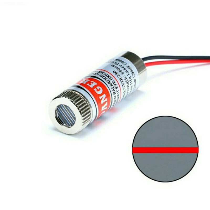Jual Red Line Laser Module 650nm 5mW Head Glass Lens Focusable 3V 5V ...