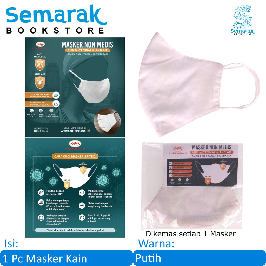 Jual Sritex Masker Kain Wajah Non Medis Anti Microbial & Anti Air ...