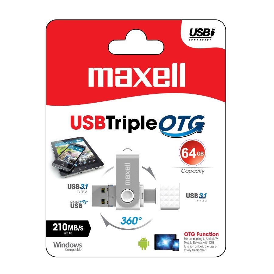 Jual Maxell USB Flash Drive TRIPLE OTG 64 GB Original Garansi Terjamin | Shopee Indonesia