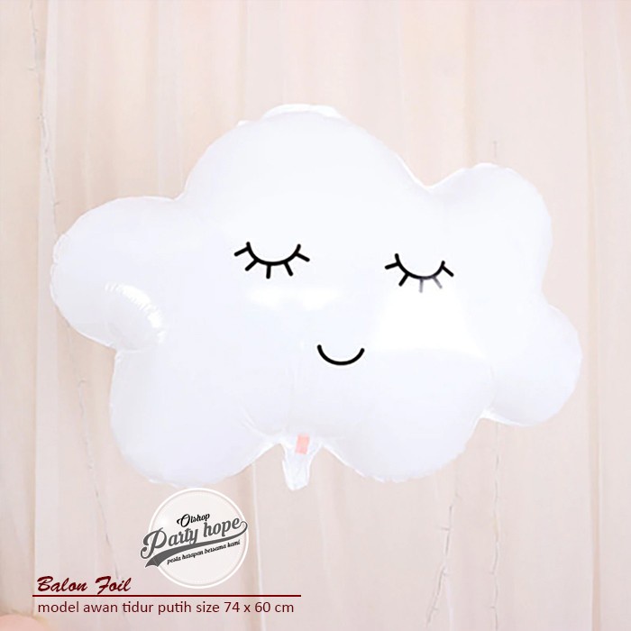 Jual Balon foil awan putih / balon awan tidur / cloud balon awan putih ...