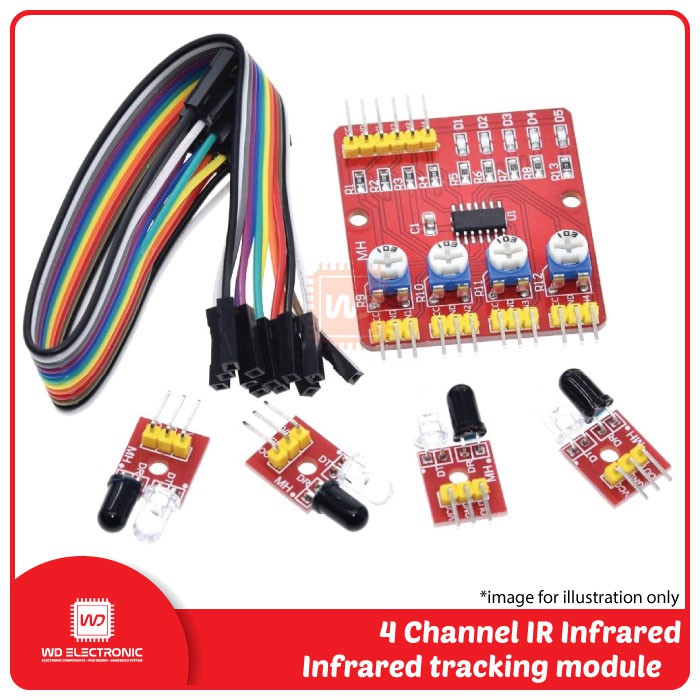 Jual 4 Channel IR Infrared tracking module 4 Infrared Avoidance sensor ...