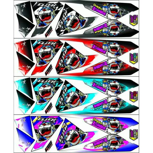 Jual Striping variasi stiker lis bodi Vario fi 125 dan vario fi 150 lama motif doraemon zombie ...