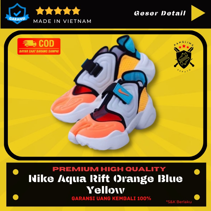 Jual Sepatu Wanita Nike Aqua Rift Orange Blue Yellow Premium Original ...