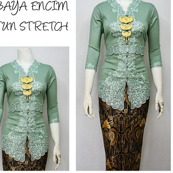 Jual Indah KEBAYA ENCIM LENGAN 7/8 BORDIR SENADA KATUN STRETCH KEBAYA ...