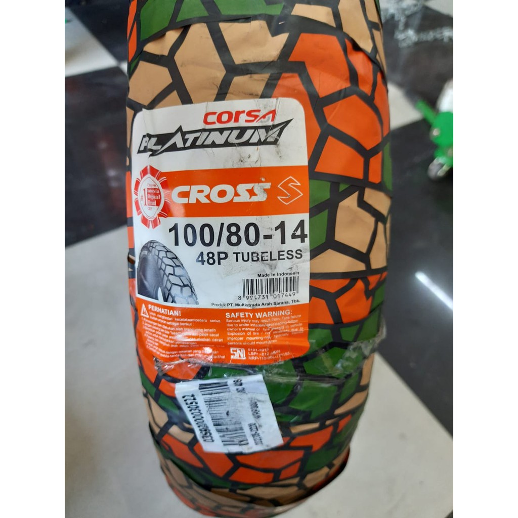 Jual Ban Corsa Platinum Cross S Uk 100 / 80 -14 TUBLESS for matic ...