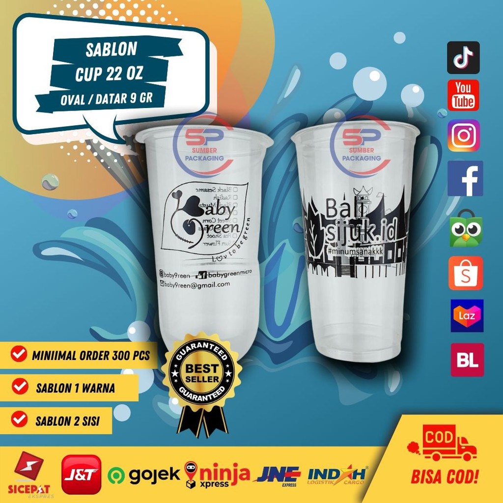Jual SABLON CUP PRINTING CUP OVAL 22OZ 9GRAM SABLON CUP GELAS CUP ...