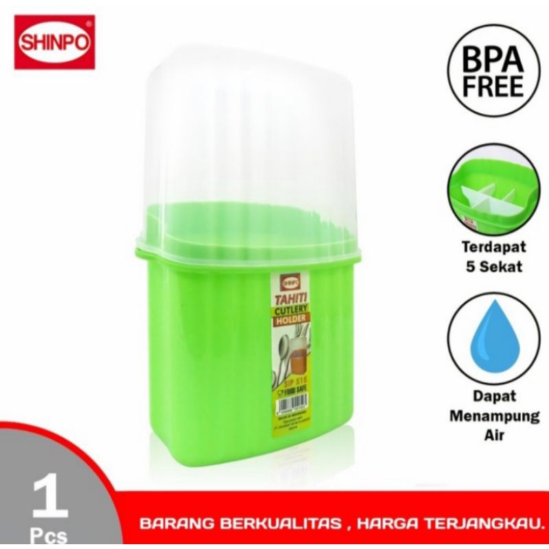 Jual Tempat Sendok Plastik SHINPO Dengan Tutup 5 Sekat Tahiti Cutlery ...