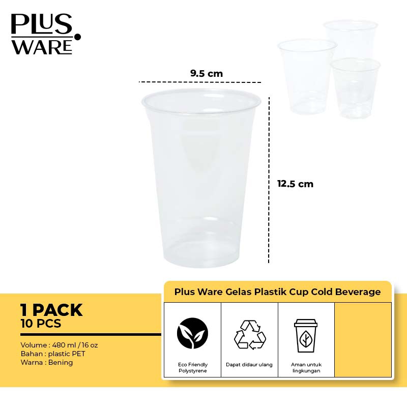 Jual Plusware 10pcs Gelas Plastik Cup Cold Beverage Plastic Cup PET ...