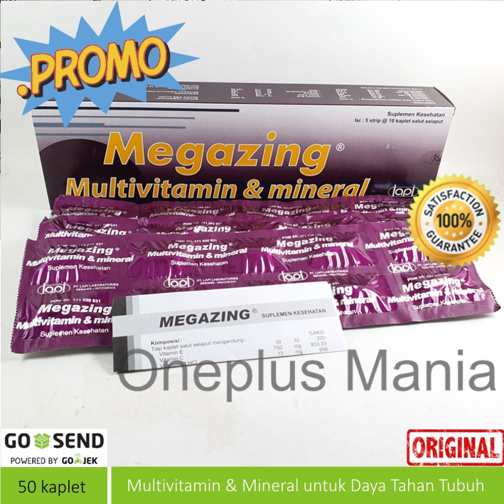 Jual MEGAZING MULTIVITAMIN DAN MINERAL - VITAMIN C, E DAN ZINC ISI 50 ...