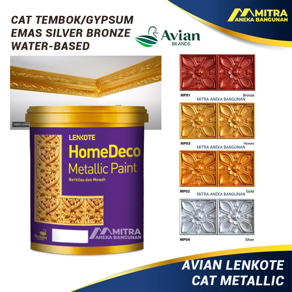 Jual cat tembok dekorasi metalik Avian Lenkote HomeDeco 200cc Metallic ...