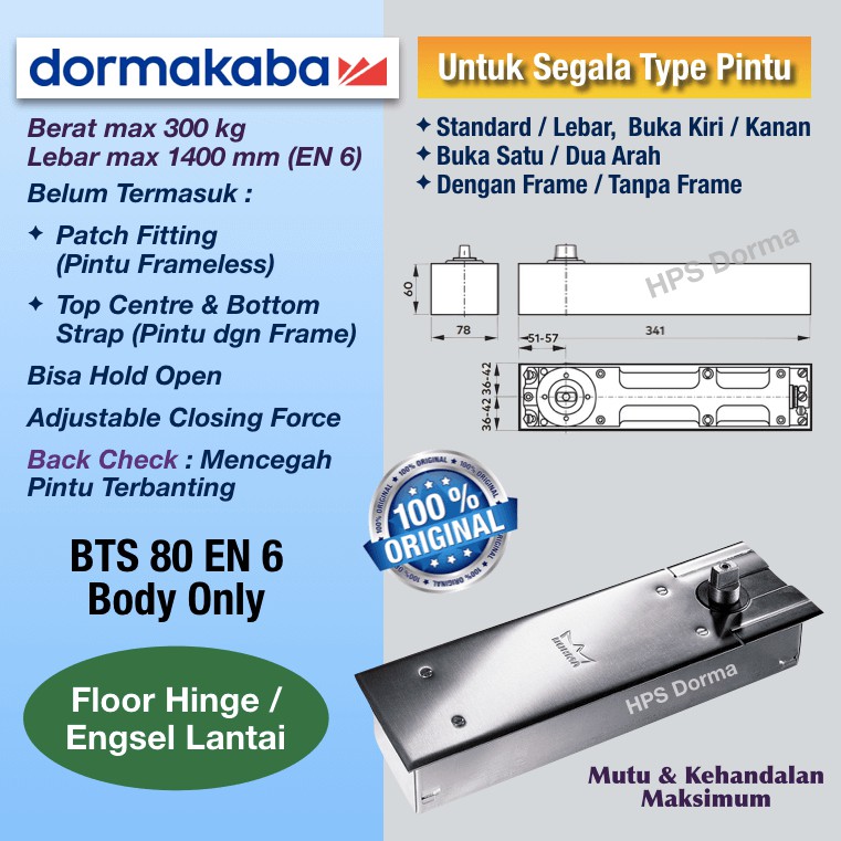 Jual Floor Hinge Dorma BTS 80 EN6 HO Body Only (Engsel Lantai) | Shopee ...