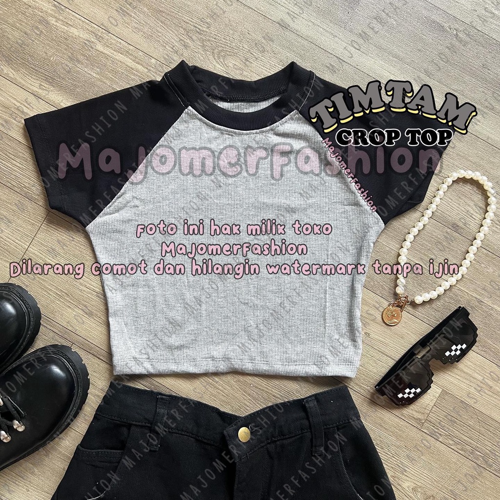 Jual Majomer | Timtam Basic Crop Top - Kaos T-shirt Wanita | Shopee Indonesia