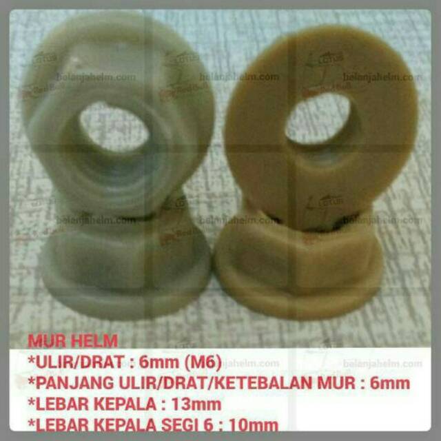 Jual MUR HELM 6mm x 6mm x 13mm x 10mm (PLASTIK) | Shopee Indonesia