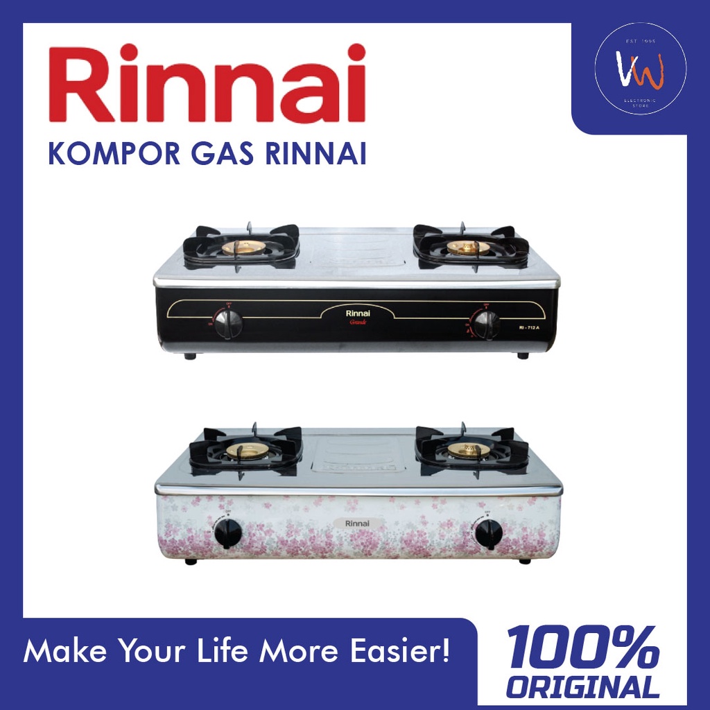 Jual Kompor Gas Rinnai RI-712A & RI-712AF Alat Masak 2 Tungku Stainless ...