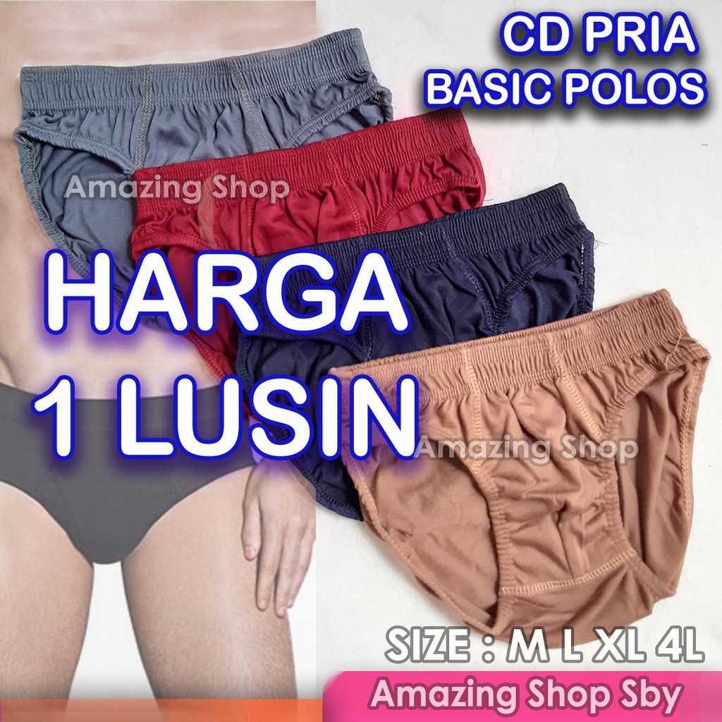 Jual 12 Pcs Celana Dalam Pria Polos Basic Lusinan Size M L XL 4L jumbo 5L Amazing Shop Surabaya ...